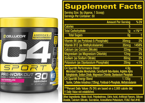 C4 Sport Pre Workout Powder Watermelon - NSF Certified | India's ...